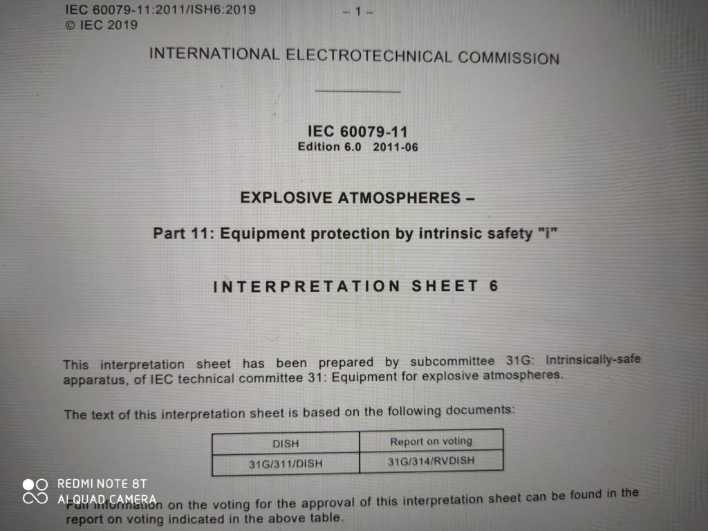 IEC 60079-11:2011/ISH6:2019 - KM ATEX ENGINEERING